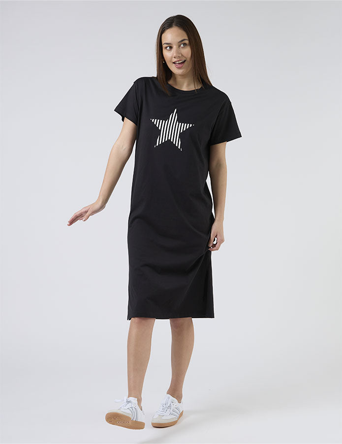Maxie T-Shirt Dress - Black and White Stripe Star – Stella+Gemma