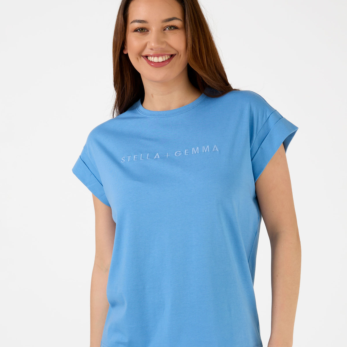 Cuff Tee Logo - Sky – Stella+Gemma