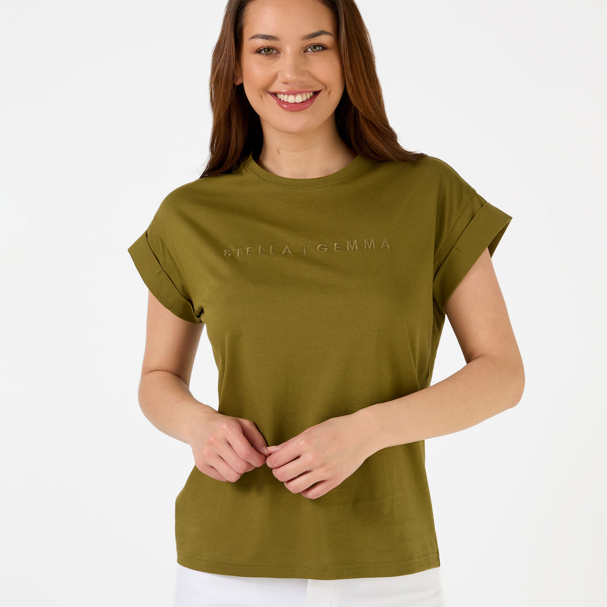 Cuff Tee Logo - Moss – Stella+Gemma